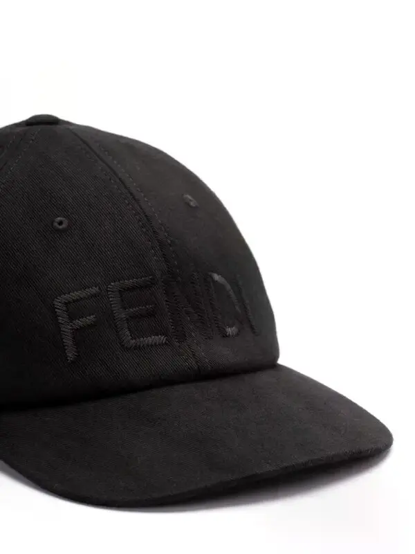 Fendi Logo Embroidered Baseball Cap - Black