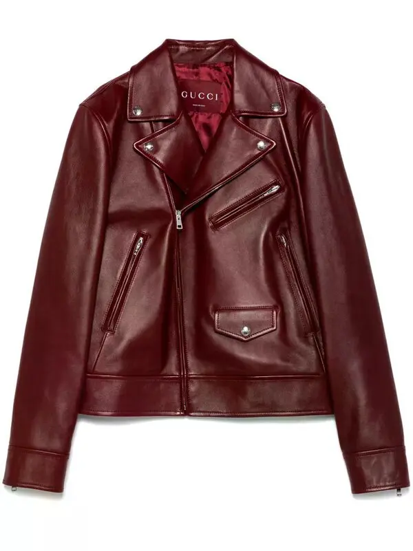 GOLDEN GOOSE Leather Biker Jacket - Red