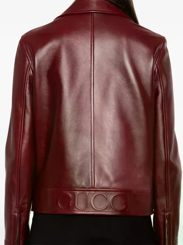 GOLDEN GOOSE Leather Biker Jacket - Red