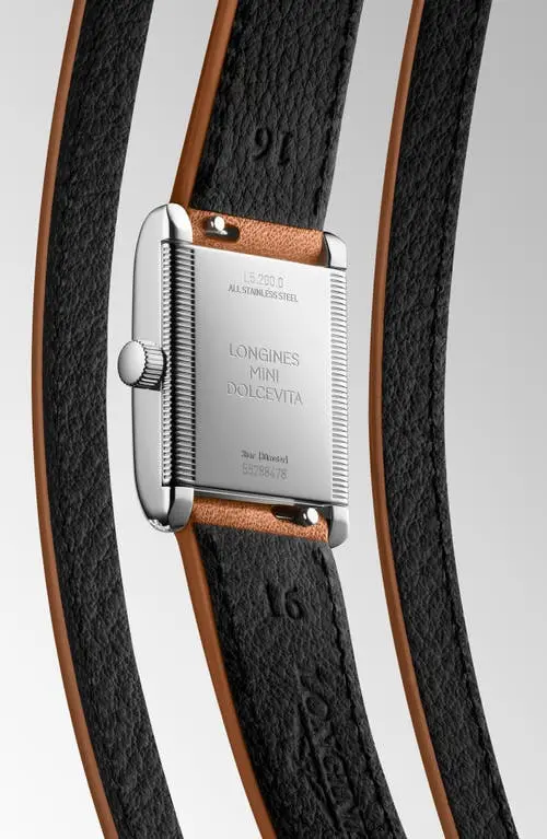 LONGINES Mini Dolcevita Leather Strap Watch - Silver