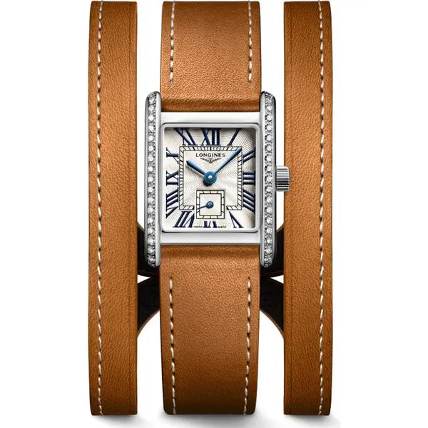 LONGINES Mini Dolcevita Leather Strap Watch - Silver