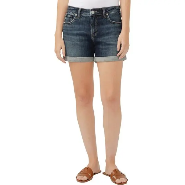 SILVER JEANS CO. Elyse Curvy Mid-rise Denim Shorts - Indigo