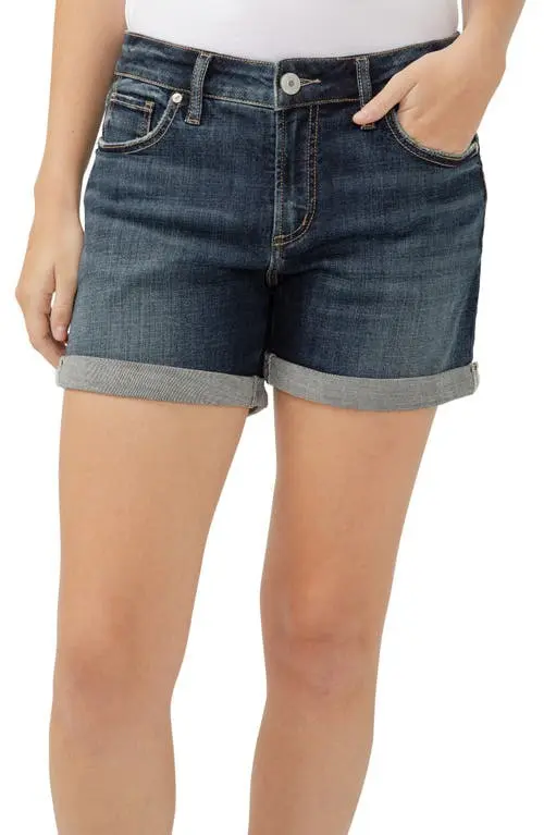 SILVER JEANS CO. Elyse Curvy Mid-rise Denim Shorts - Indigo