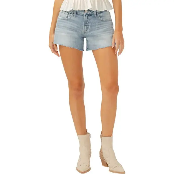SILVER JEANS CO. Curvy Raw Hem Denim Boyfriend Shorts
