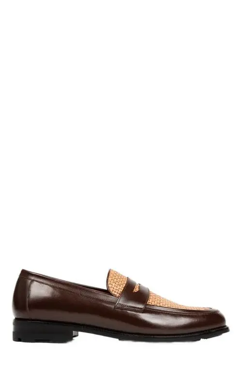 ANTHONY VEER Mercer Penny Loafer - Maple Brown Leather & Woven