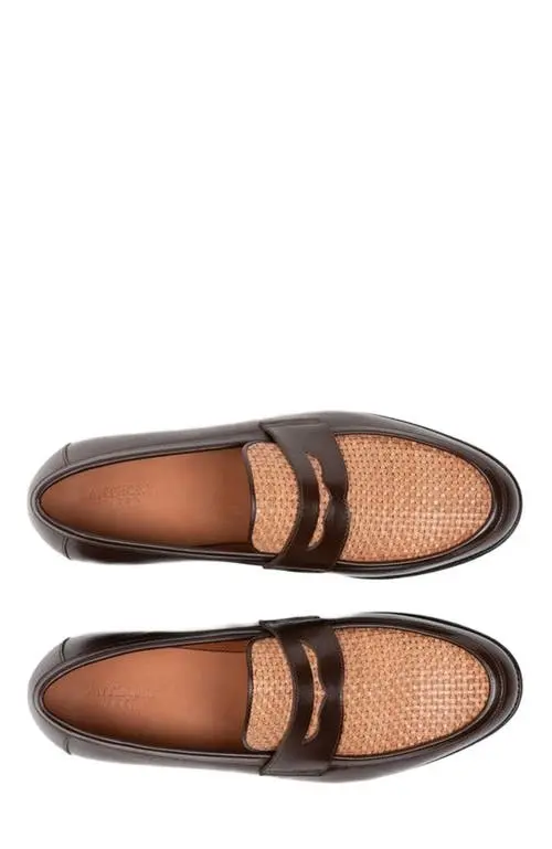 ANTHONY VEER Mercer Penny Loafer - Maple Brown Leather & Woven