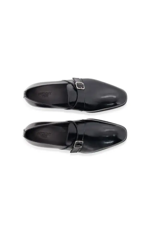 ANTHONY VEER Dunhill Single Monk Strap Loafers - Obisidian Black Leather