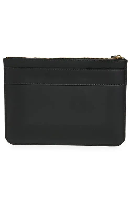 Comme Des Garçons S Big Bow Leather Zip Pouch - Black