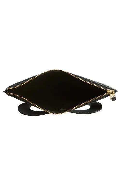Comme Des Garçons S Big Bow Leather Zip Pouch - Black