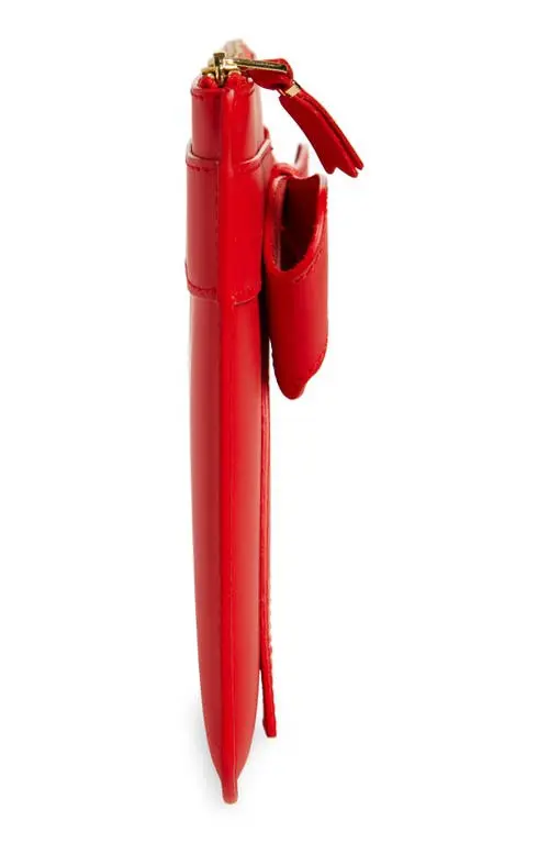 Comme Des Garçons Big Bow Leather Zip Pouch - Red