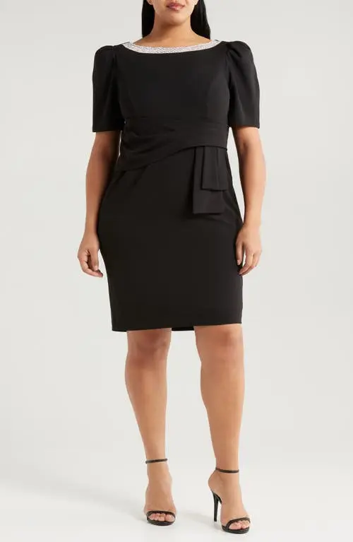 Alex Evenings Embellished Crepe Sheath Dress
