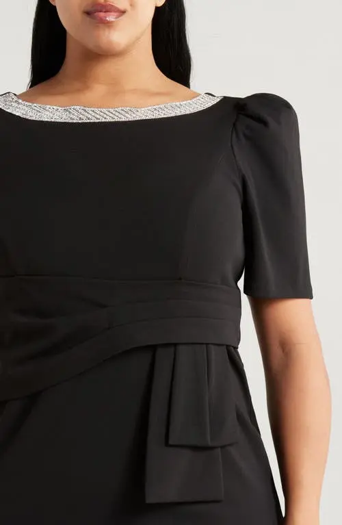 Alex Evenings Embellished Crepe Sheath Dress