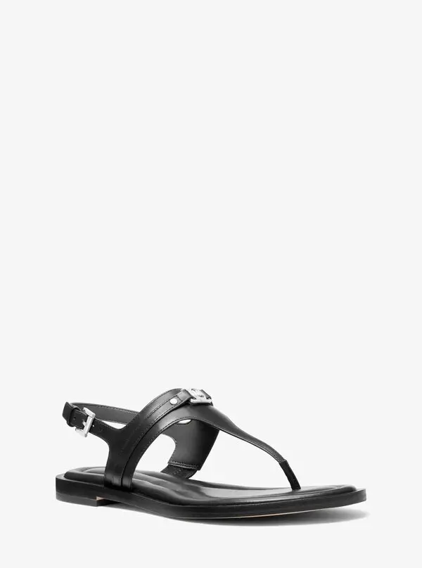 Michael Kors Mandy Leather T-strap Sandal - Black