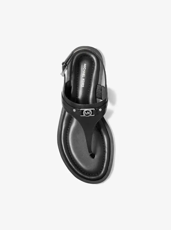 Michael Kors Mandy Leather T-strap Sandal - Black