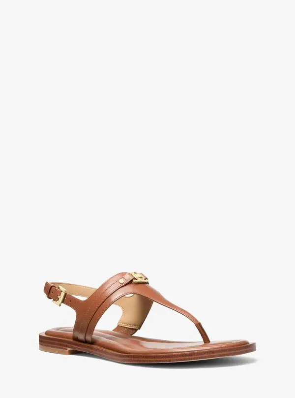 Michael Kors Mandy Leather T-strap Sandal - Brown