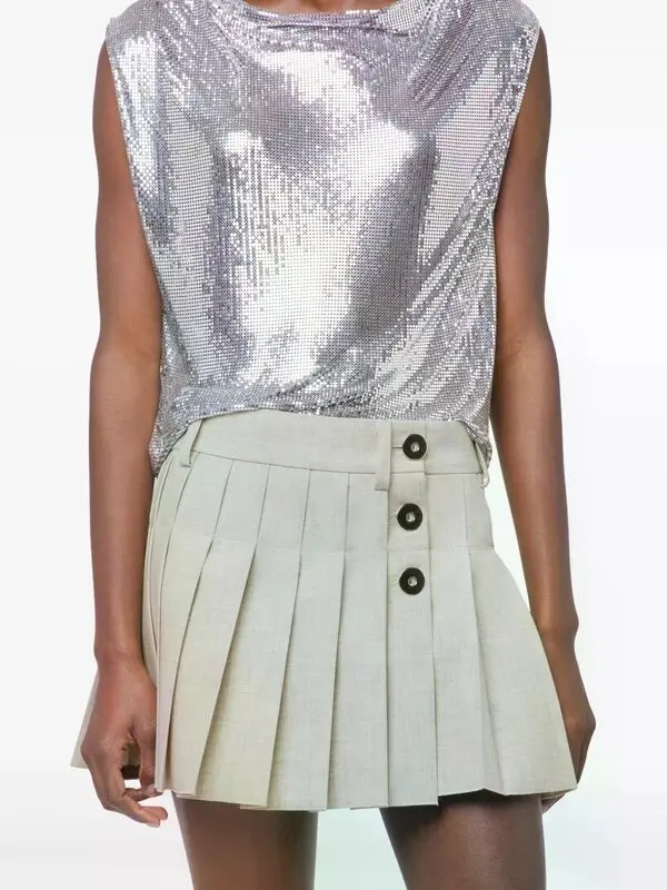 Rabanne Pleated Mini Skirt - Neutrals