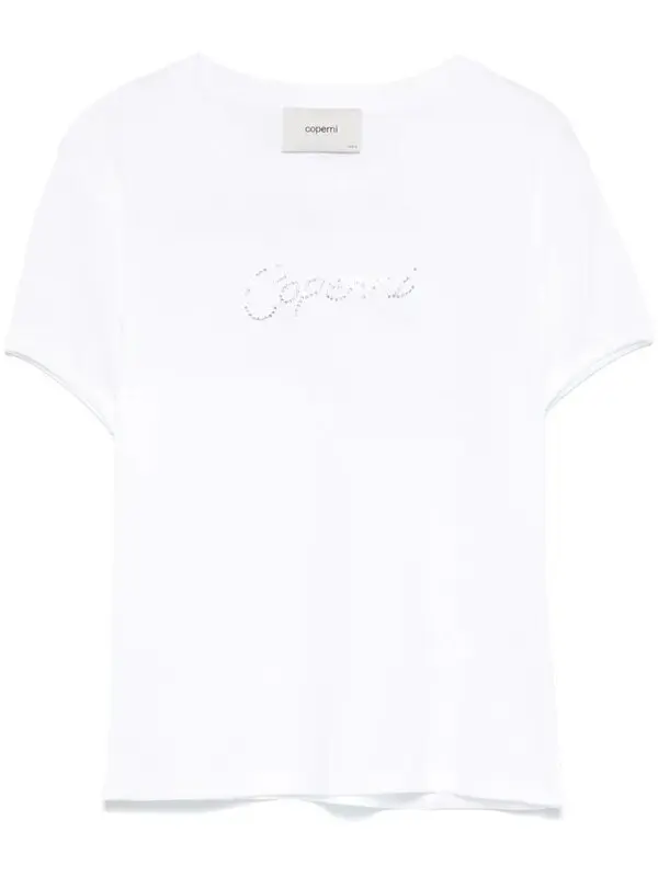 Coperni Crystal-embellished Logo T-shirt - White