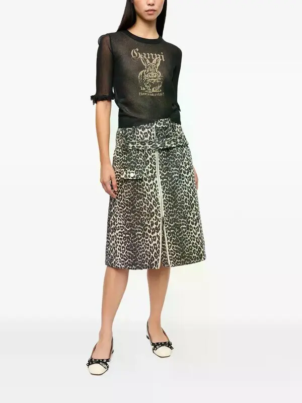 GANNI Logo-jacquard T-shirt - Black