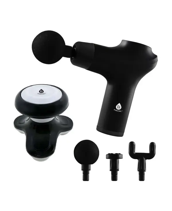 PURSONIC Muscle Recovery & Relaxation Power Duo: Massage Gun & Handheld Electric Sport Massager - Black