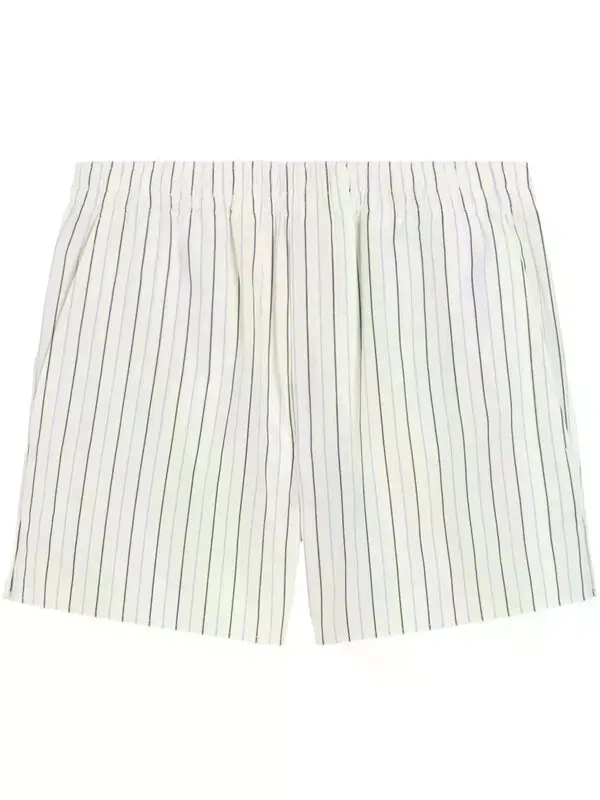 AMI Paris Striped Elasticated Shorts - White