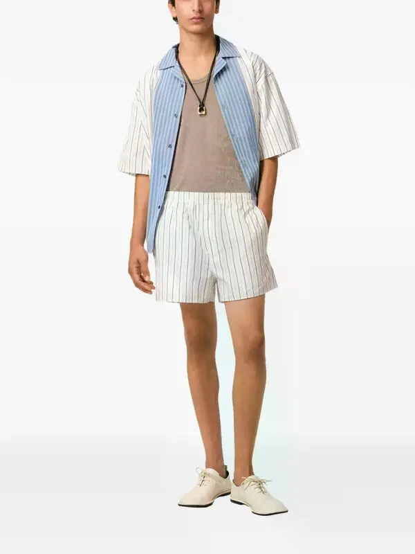 AMI Paris Striped Elasticated Shorts - White