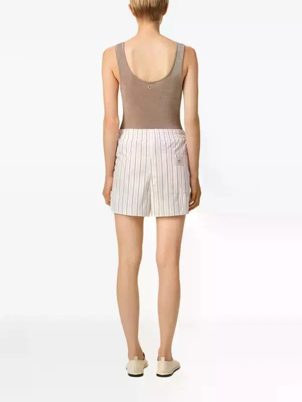AMI Paris Striped Elasticated Shorts - White