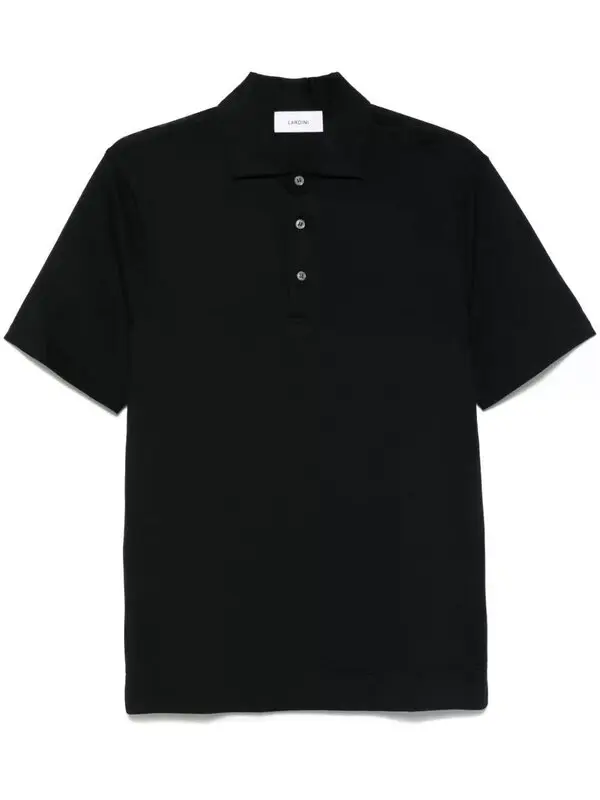 LARDINI Jersey Polo Shirt - Black