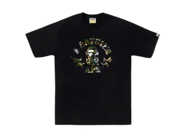 A BATHING APE 1st Camo Crazy Sta College Tee Shirt - Black