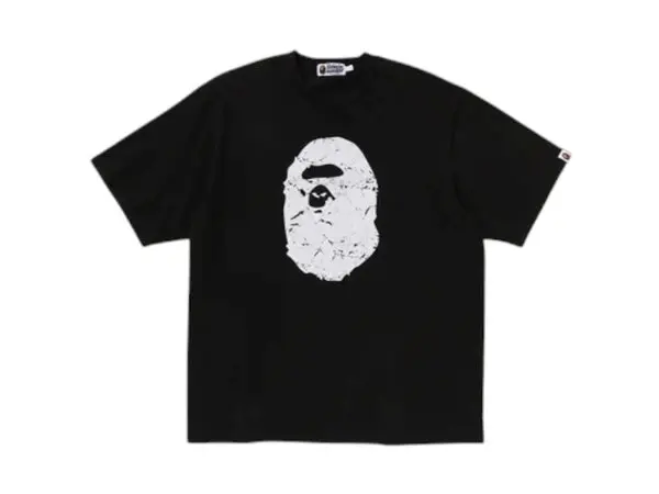 A BATHING APE Heavy Washed Ape Head Relaxed Fit Tee Shirt - Black