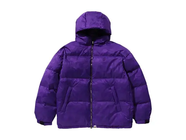 A BATHING APE Solid Camo Jacquard Down Jacket - Purple