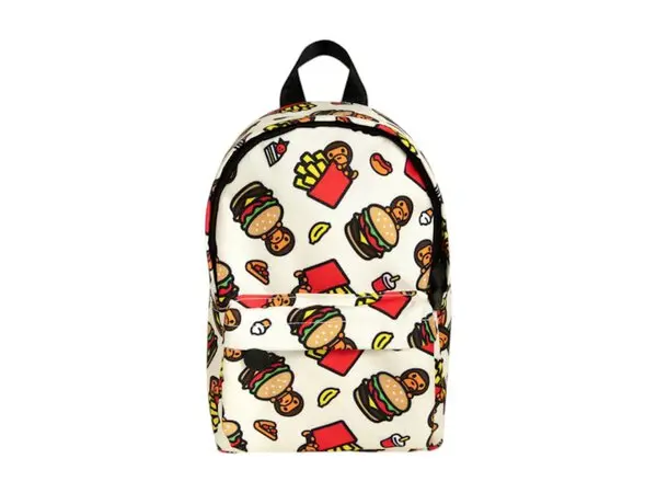 A BATHING APE Fast Food All Print Pattern Mini Backpack - Ivory