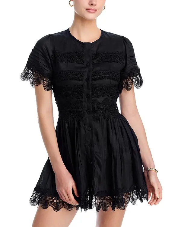 Waimari Violette Lace Trim Linen Dress
