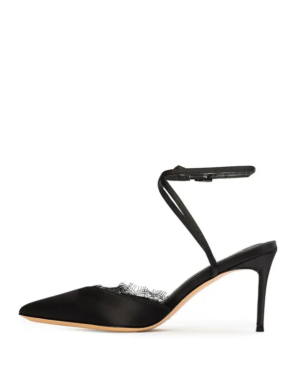 BLACK SUEDE STUDIO Lacey Ankle Strap Pumps - Black