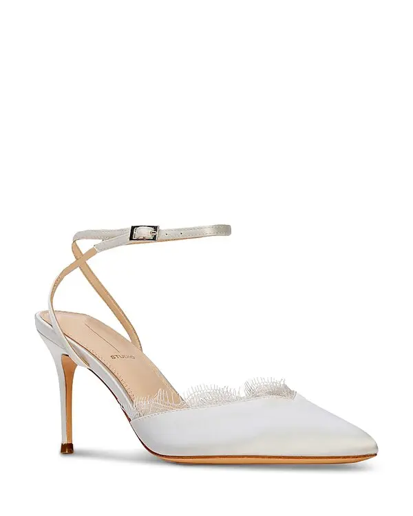 BLACK SUEDE STUDIO Lacey Ankle Strap Pumps - White