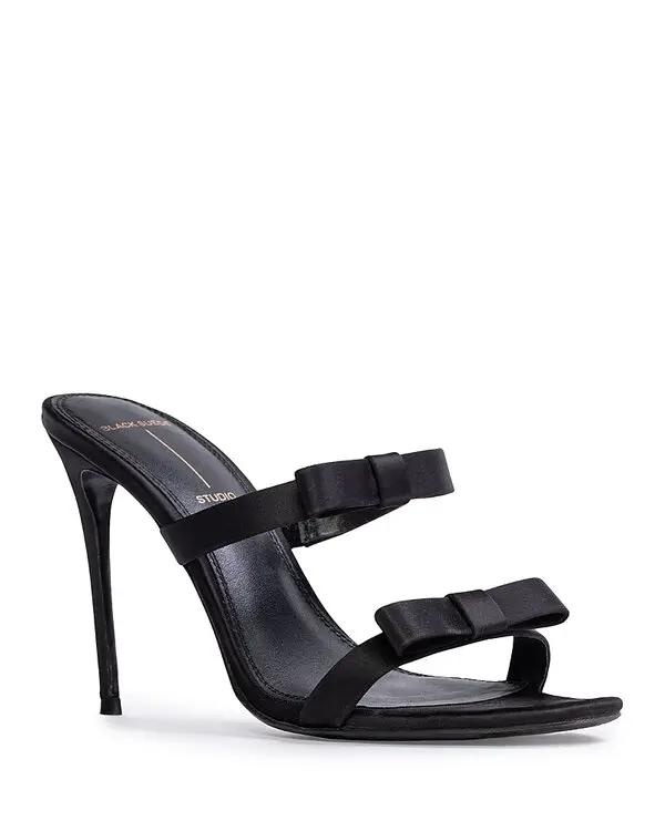 BLACK SUEDE STUDIO Satin High Heel Bow Sandals
