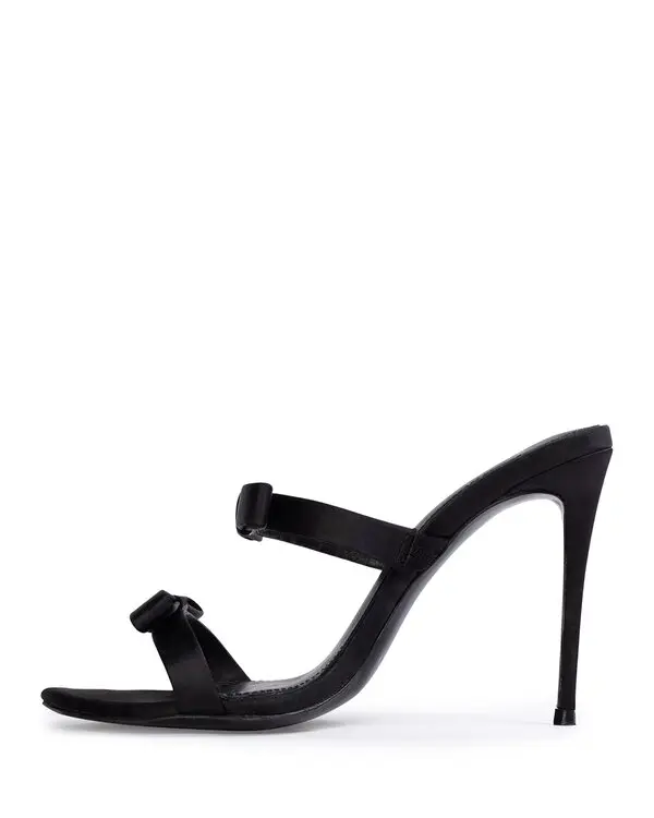 BLACK SUEDE STUDIO Satin High Heel Bow Sandals