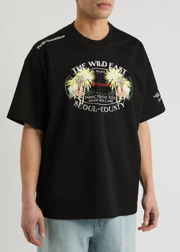 Wooyoungmi Logo-Embroidered Cotton T-Shirt In Black - 40% Off
