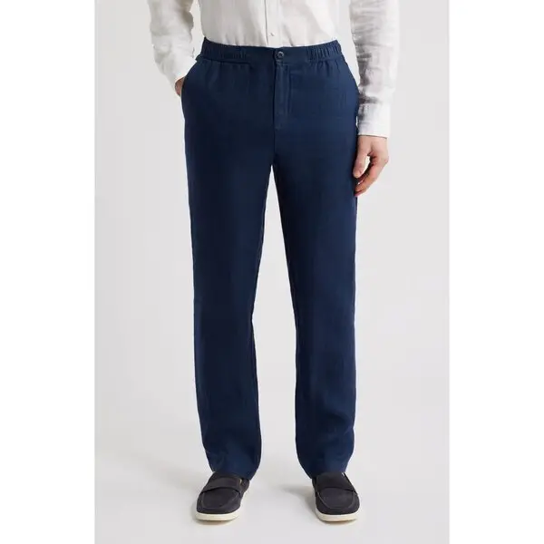 Bugatchi Tristan Drawstring Linen Pants - Navy