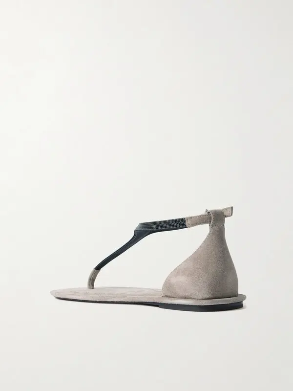 Brunello Cucinelli Bead-embellished Suede Sandals