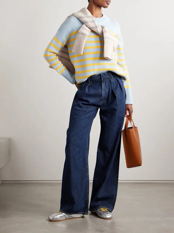 LA LIGNE Marin Striped Wool And Cashmere-blend Sweater