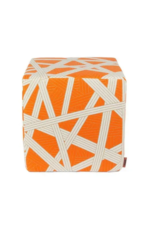 Missoni Nastri 40x40x40 Cm Footstool Cube With Contrasting Stitching - Orange
