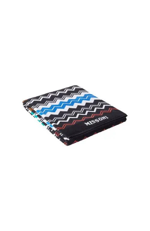 Missoni Neoclassic 180x100 Cm Beach Towel In Zigzag Cotton Terry - Black