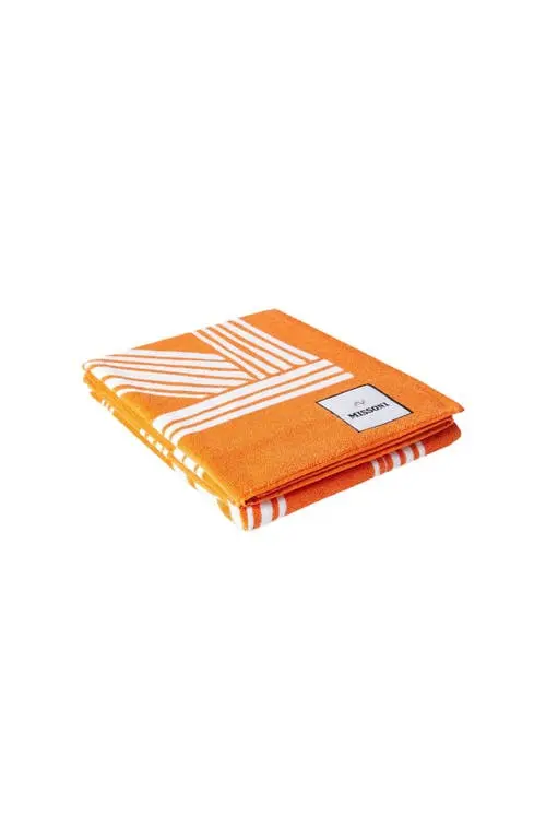 Missoni Nastri 180x100 Cm Cotton Terry Beach Towel - Orange
