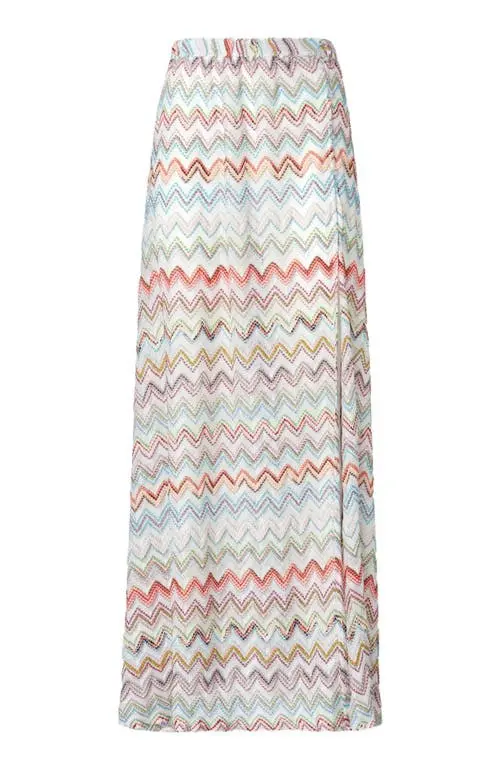 Missoni Long Cover-up Skirt With 3d Zig Zag Lamé And Slit - Multicoloured
