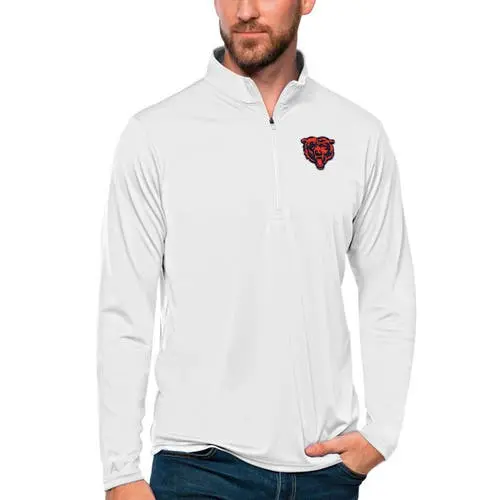 ANTIGUA Chicago Bears Tribute Quarter-zip Pullover Top - White