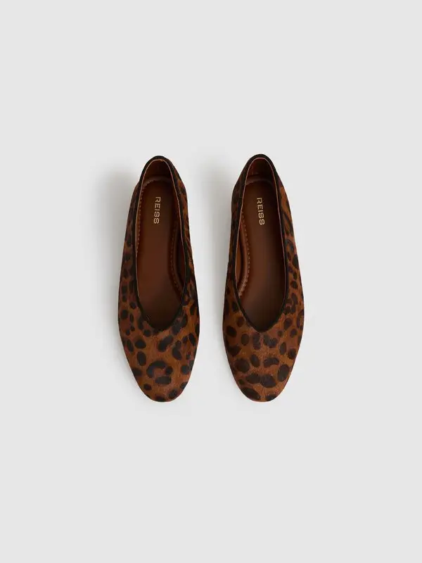 REISS Amelia Leather Ballet Flats - Animal