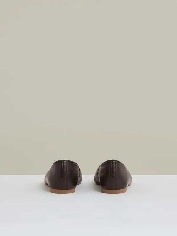 REISS Amelia Leather Ballet Flats - Chocolate