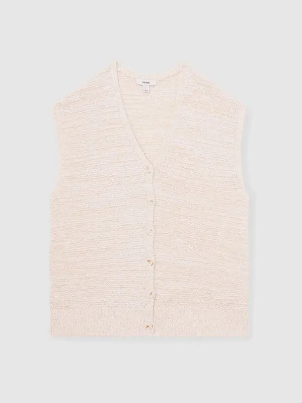 REISS Lily Cotton-linen Knit Top