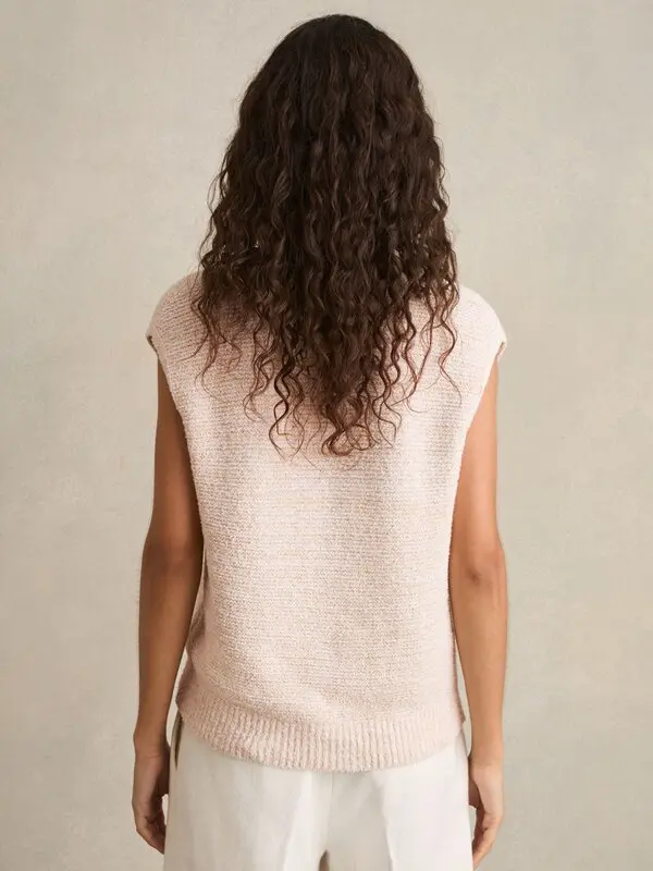 REISS Lily Cotton-linen Knit Top