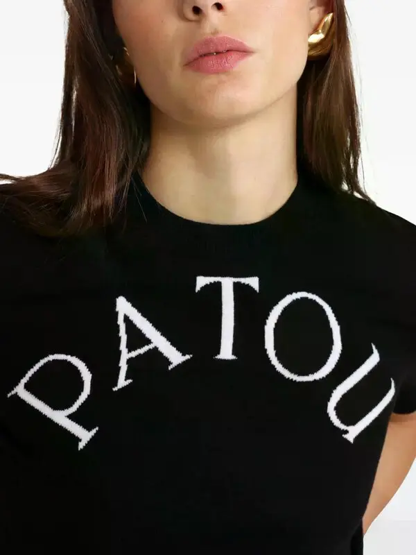 Patou Logo-Jacquard Cropped Top - Black - 30% Off | Editorialist